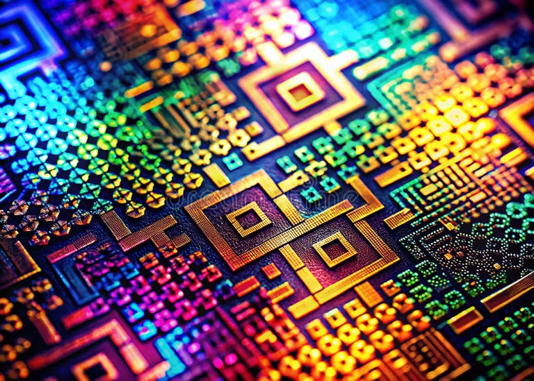 Intricate Detail of a QR Code Matrix Barcode Label a Macro CloseUp ...