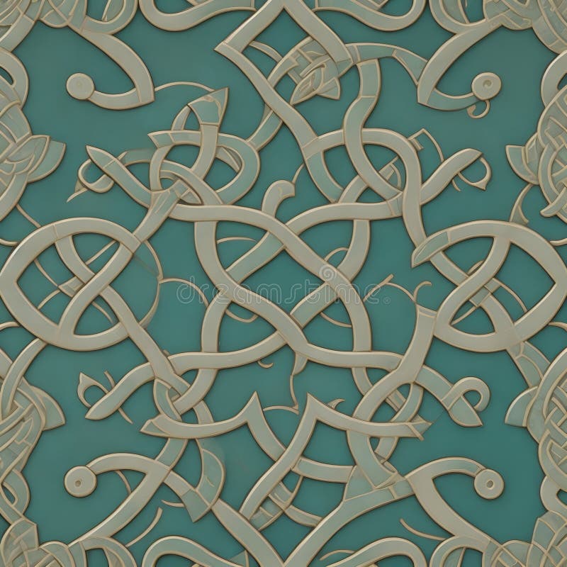 An Intricate, Detailed Celtic Knot Pattern Rendered in a Vibrant Tile ...