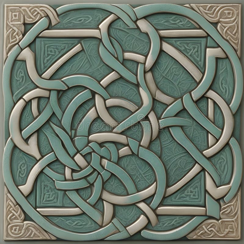 An Intricate, Detailed Celtic Knot Pattern Rendered in a Vibrant Tile ...