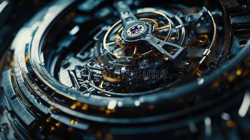 Intricate Detailed Close-Up of a Complex Mechanical Gear System Stock ...