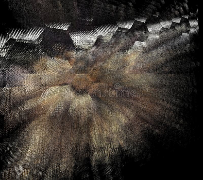 Exploding 3D Hexagonal Mosaic Design in Shades of Gold Brown and Grey ...