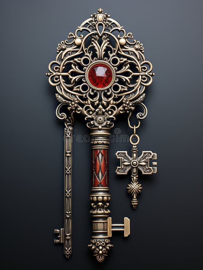 Intricate Detailed Metal Magic Key. Mystery Concept Stock Illustration ...