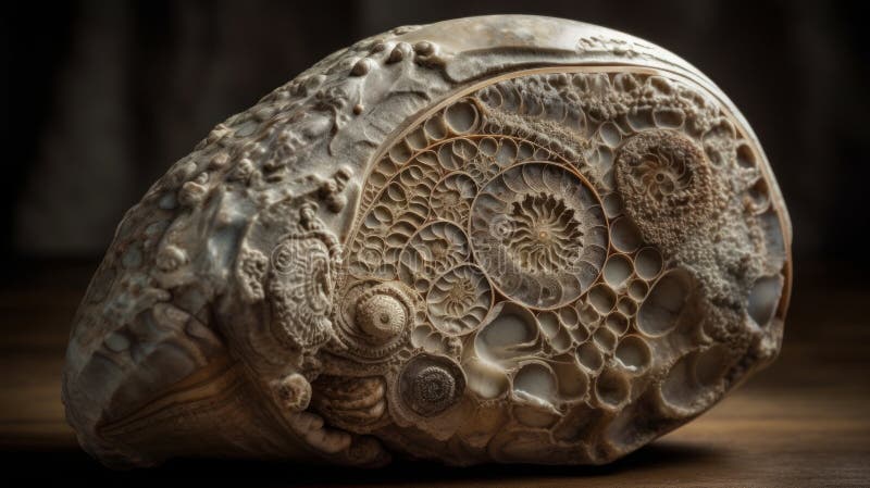 Intricate Details Fossilized Shell, Close-up. AI Generated Stock Photo ...