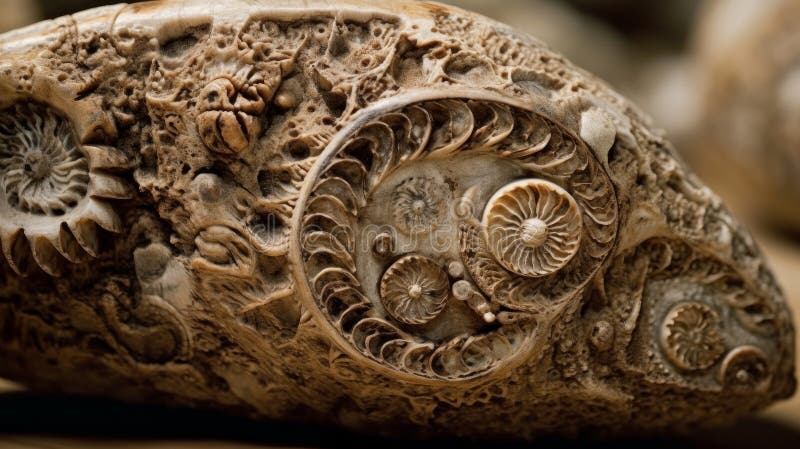 Intricate Details Fossilized Shell, Close-up. AI Generated Stock ...