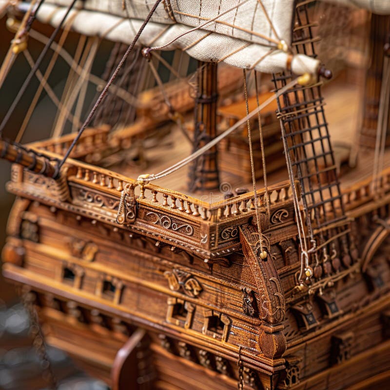 Intricate Details of a Handcrafted Model Ship, Showcasing the Artistry ...