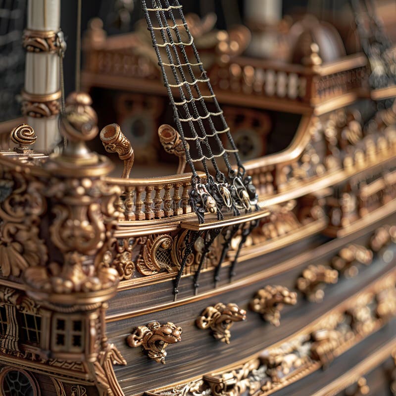 Intricate Details of a Handcrafted Model Ship, Showcasing the Artistry ...