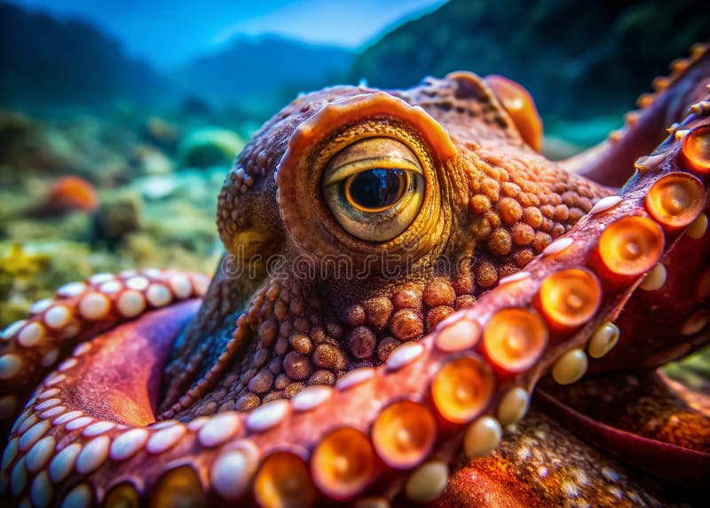 Intricate Details of a Mediterranean Octopus a CloseUp Exploration of ...