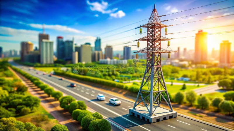 Intricate Details of Modern Highway Pylon Signs a TiltShift Perspective ...