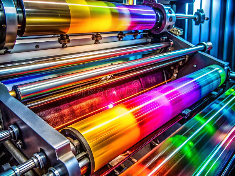 Intricate Details of a Modern Offset Printing Press a CloseUp Look at ...