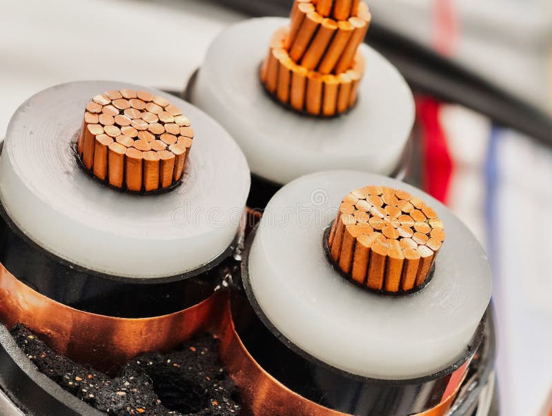 Intricate Details of a Power Electric Cable Cross Section Revealing ...
