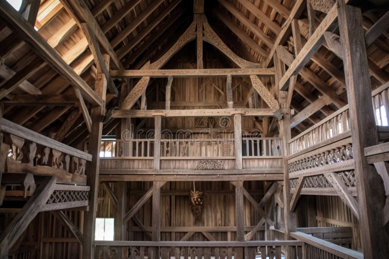 Intricate Details of Restored Wooden Barn Structure Stock Image - Image ...