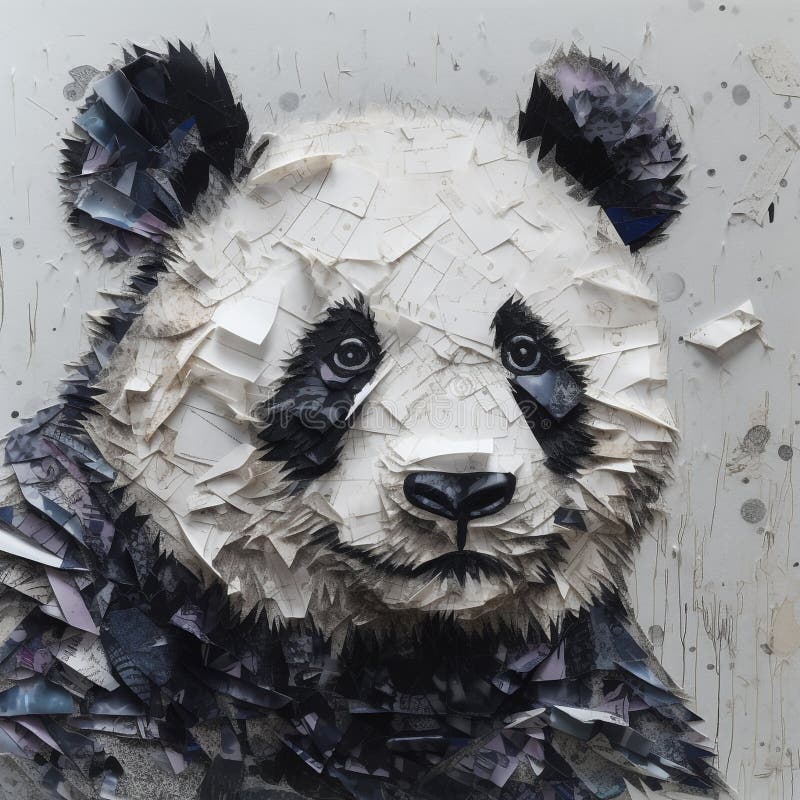 A Panda with Its Black and White Fur Created Using Layers Stock ...