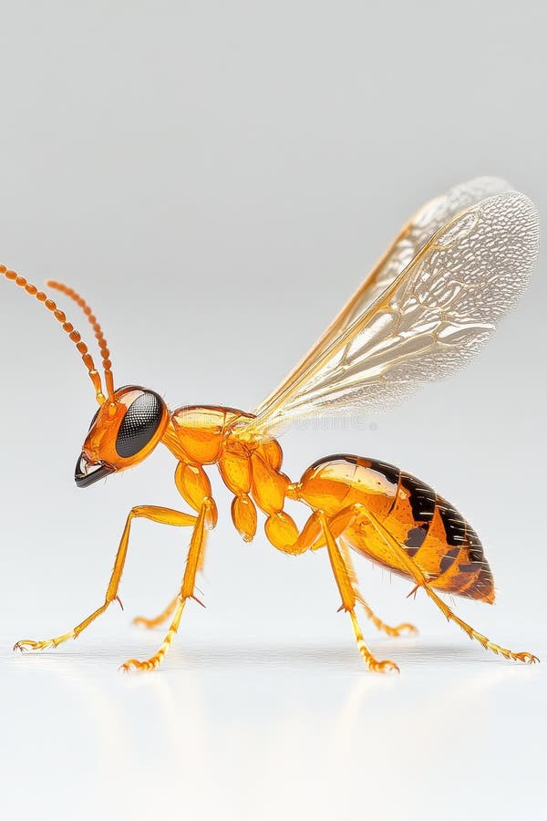 Intricate Details of a Translucent Insect Exploring a Glazed Space with ...