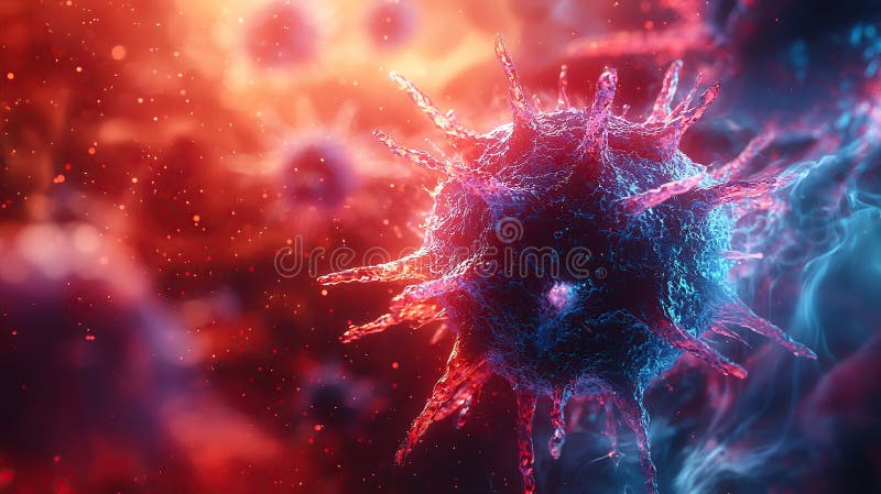Intricate Details of a Vibrant Virus Cell, Rendered in a Mesmerizing ...