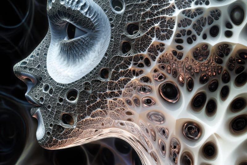 Intricate Digital Art Depicting a Surreal Humanoid Figure with Abstract ...