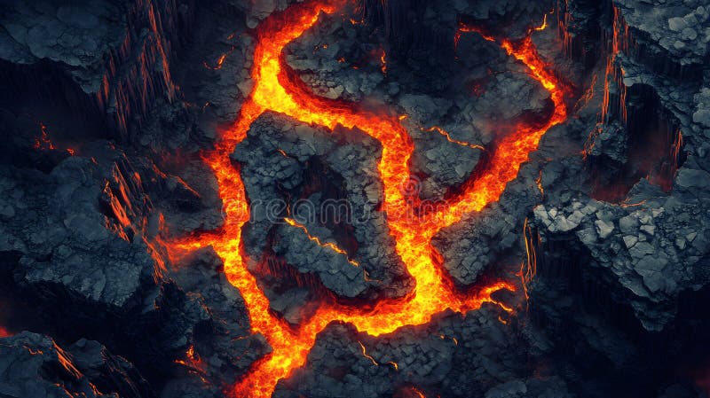 An Intricate Digital Artwork of a Cave Labyrinth with Streams of ...