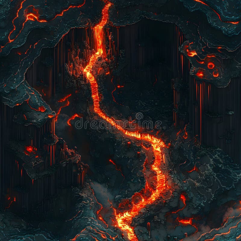 An Intricate Digital Artwork of a Cave Labyrinth with Streams of ...