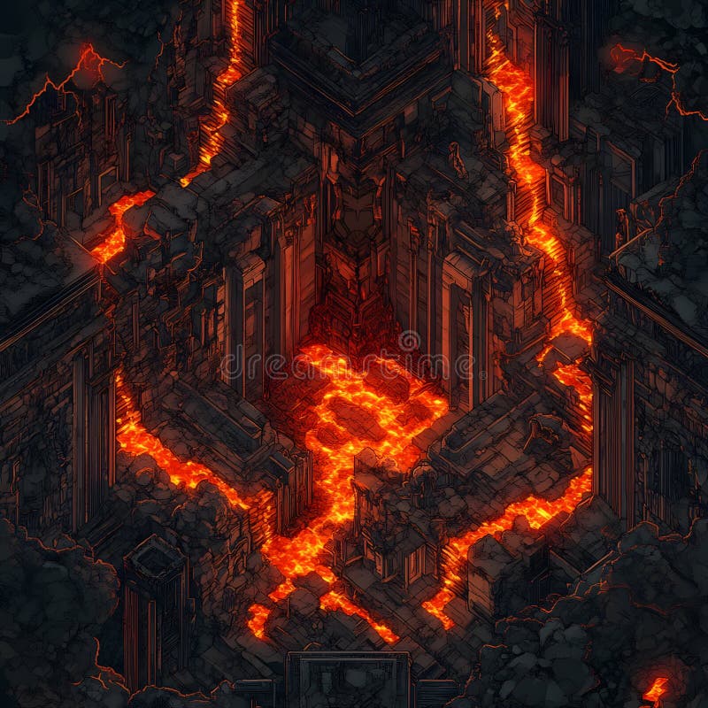 An Intricate Digital Artwork of a Cave Labyrinth with Streams of ...