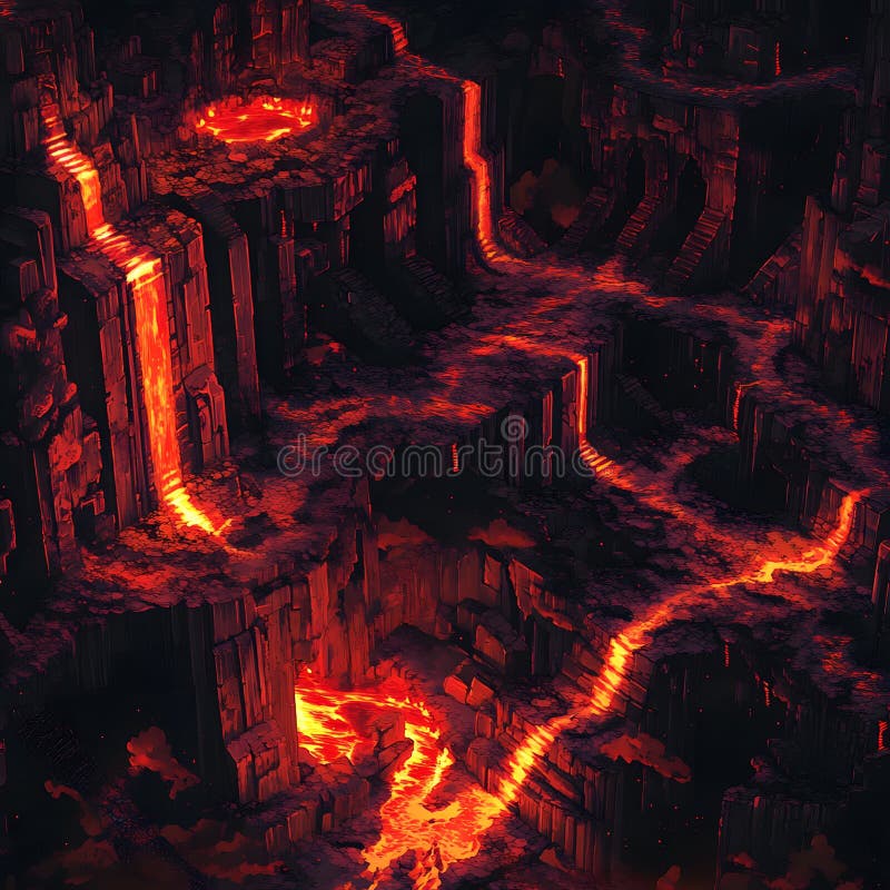 An Intricate Digital Artwork of a Cave Labyrinth with Streams of ...