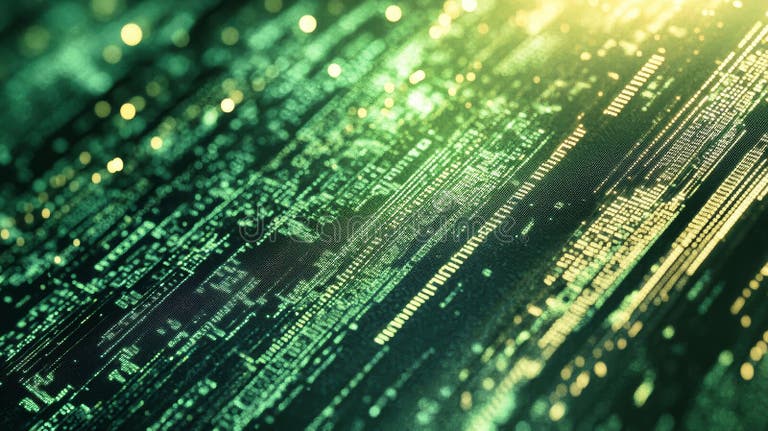 Intricate Digital Background Showcasing Binary Code and Glowing Green ...