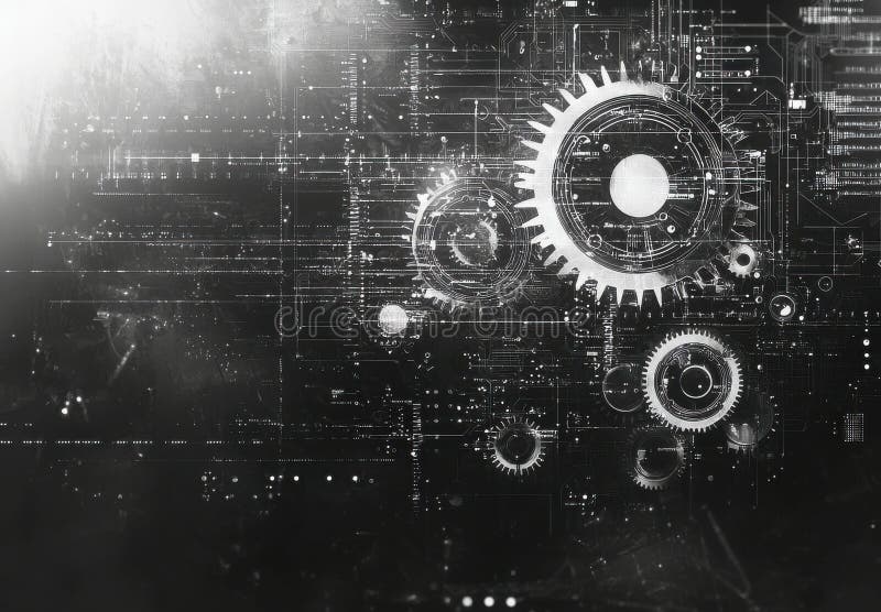 Intricate Digital Illustration Featuring Mechanical Gears Cogs Stock ...