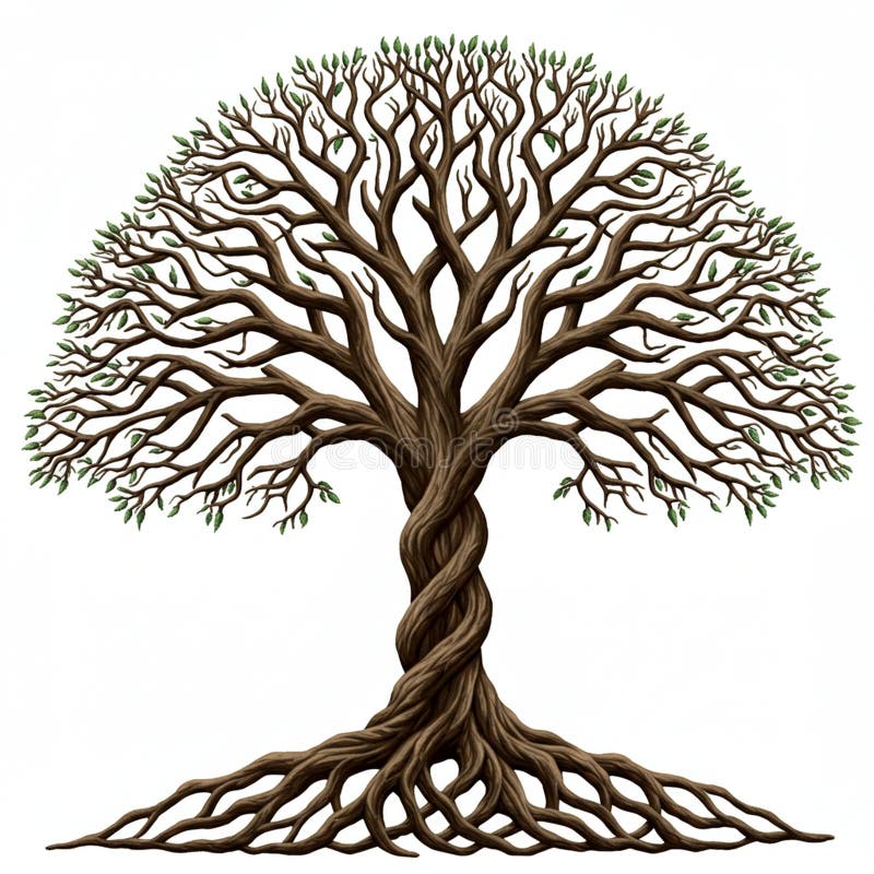An Intricate Digital Illustration of a Tree with Twisted Branches and ...