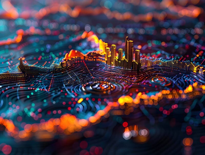 Intricate Digital Landscape of Cryptocurrency Finance Diagram with ...