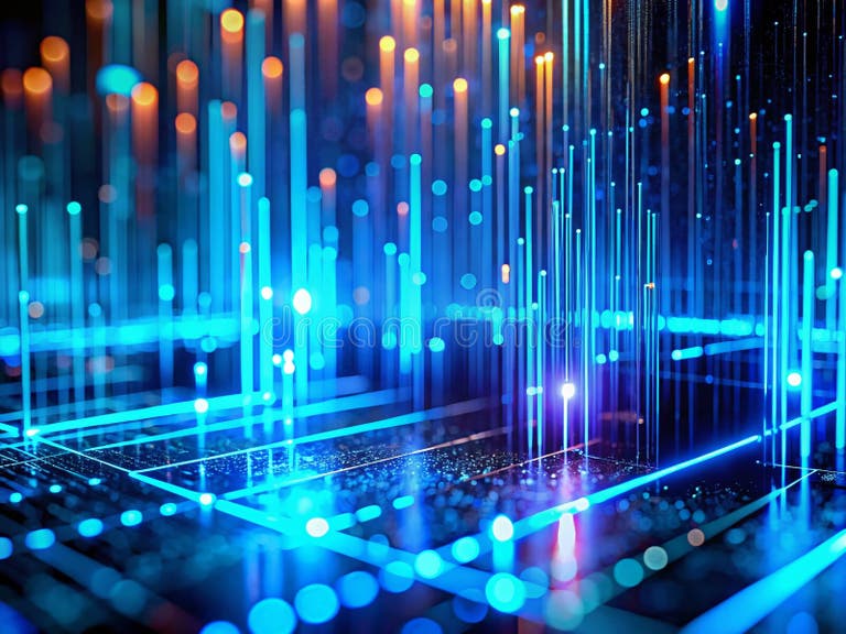 Intricate Digital Network a Glowing Blue TiltShift Perspective on ...