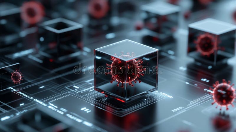 Intricate Digital Representation Highlighting Virus Structures within a ...