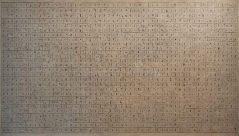 Intricate Display of Ancient Scripts and Symbols in a Modern Gallery ...