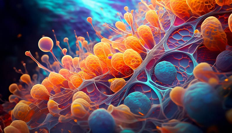 An Intricate Display of Cellular Interaction, Highlighting the Vibrant ...