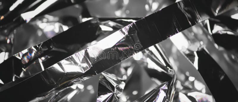 Intricate Display of Metallic Ribbons Showcasing Reflective Sheen and ...