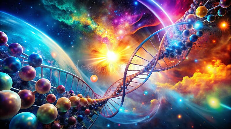 Intricate DNA Double Helix Overlaid on a Dynamic Abstract Science ...