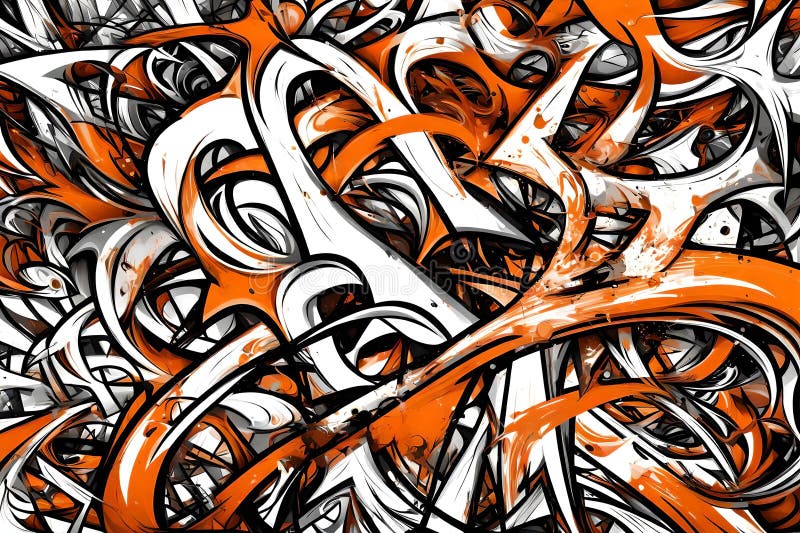 An Intricate Doodle Art Illustration Blending White, Orange, and Black ...