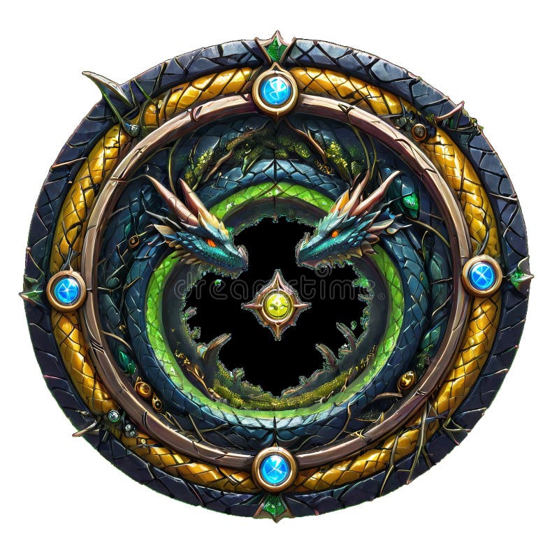 Intricate Double Dragon Token Ring with Emerald and Sapphire Accents ...