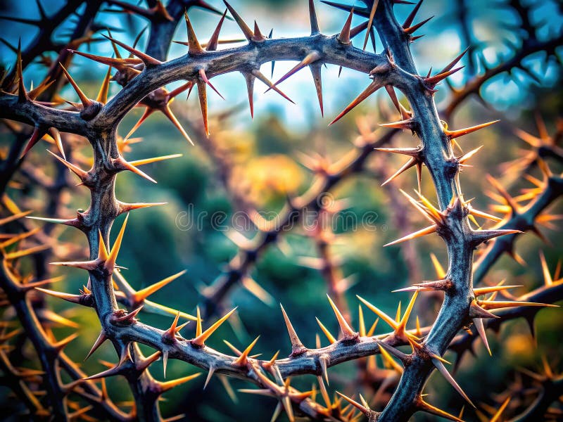 Intricate Double Exposure Thorn Frame a Silhouetted Branch Border for ...