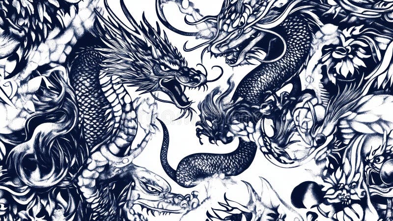 Intricate Dragon Design stock illustration. Illustration of graphic ...