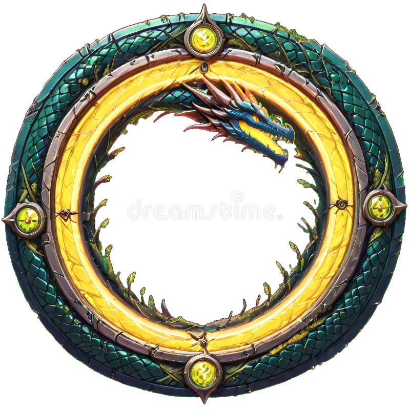 Intricate Dragon-Themed Token Ring with Lush Green Accents Stock Photo ...