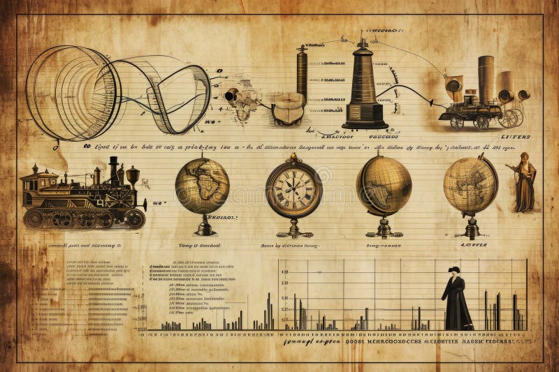 Intricate Drawing Depicting Different Types of Clocks, a Visual ...