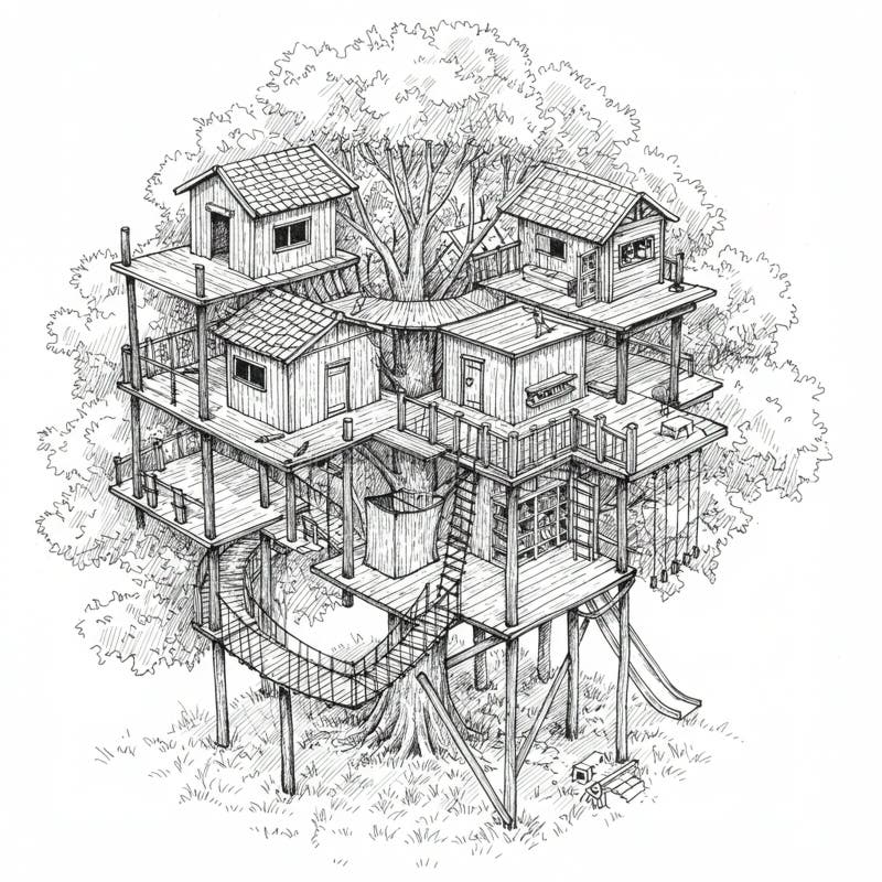 Treehouse Platforms Stock Illustrations – 106 Treehouse Platforms Stock ...