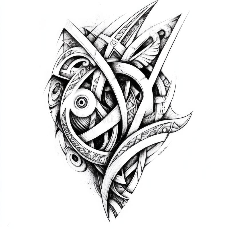 Detailed Abstract Drawing with Geometric Patterns and Eye Imagery Art ...