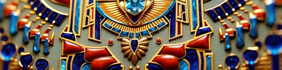 Intricate Egyptian-inspired Decorative Pattern with Gold Red and Blue ...