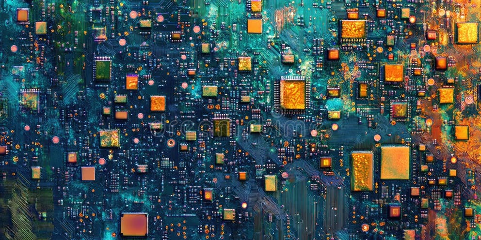 Intricate Electronic Circuit Board with Dense Network of Traces and ...