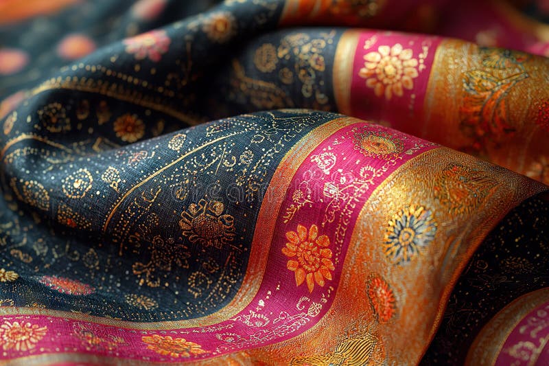 Intricate Elegance Traditional Thai Sin Fabric Weave Stock Illustration ...
