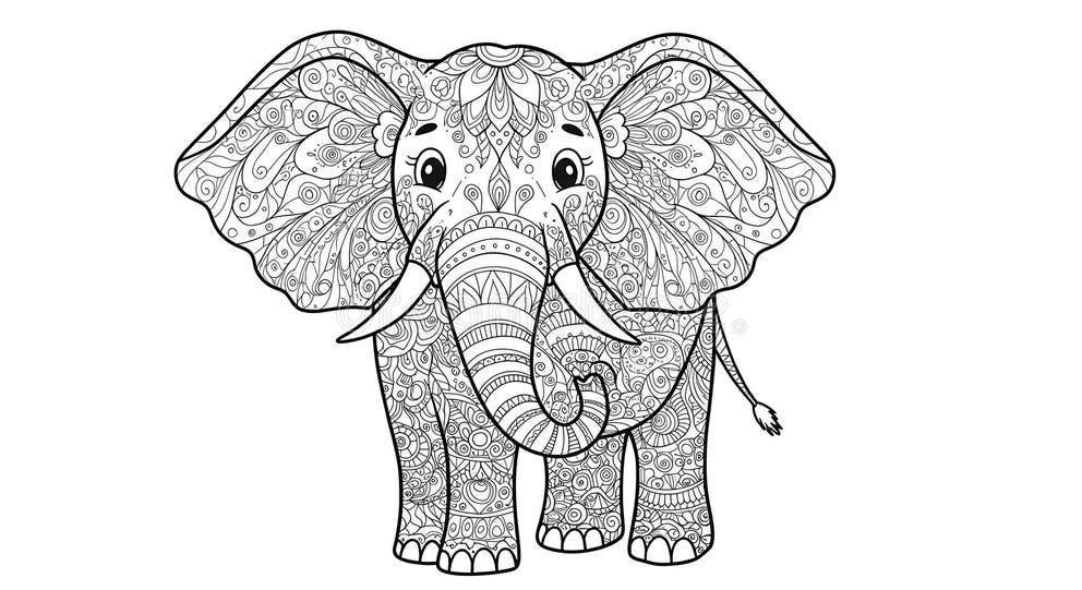 Intricate Elephant Illustration for Mindful Coloring and Creative ...