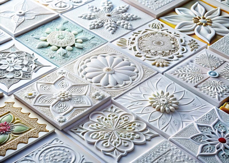 Intricate Embossed Paper Squares a Surreal Exploration of Abstract ...