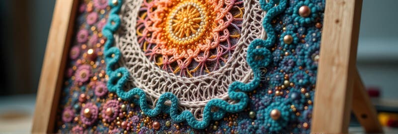 Intricate Embroidery Art with Colorful Designs and Textured Patterns ...