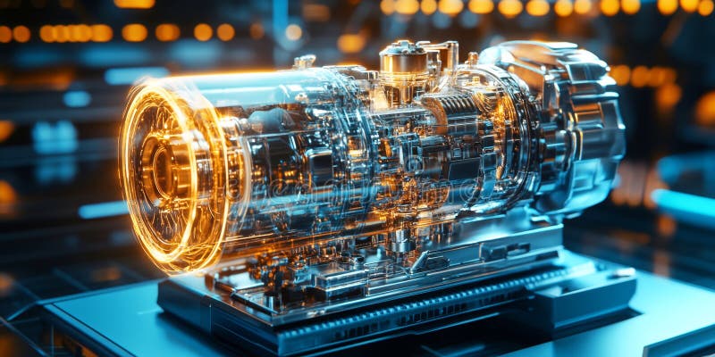 Futuristic Energy Engine Design with Glowing Components on a High-tech ...