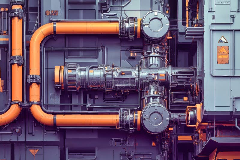 Intricate Engineering Design Showcasing Complex Engine Pipes and Wires ...