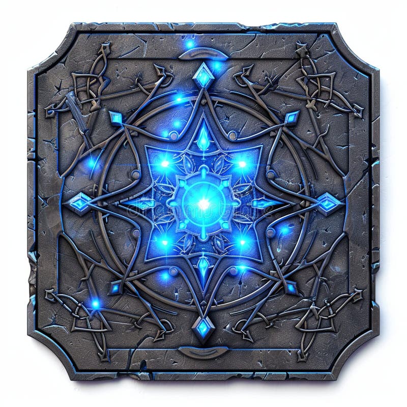 Intricate Fantasy Symbol with Blue Light Effects Stock Illustration ...